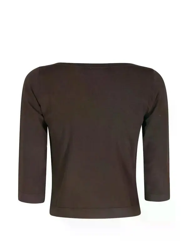 ROBERTO COLLINA Boat-neck 3/4 Sleeve Sweater - Brown