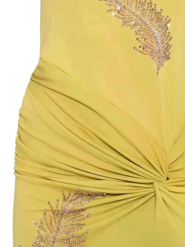 DES_PHEMMES Beaded-feather Midi Dress