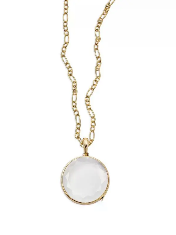 Loquet Large Locket And Figaro Chain Necklace Set - Gold
