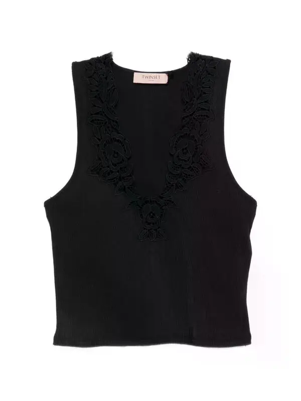 TWINSET Lace-trim Ribbed Top
