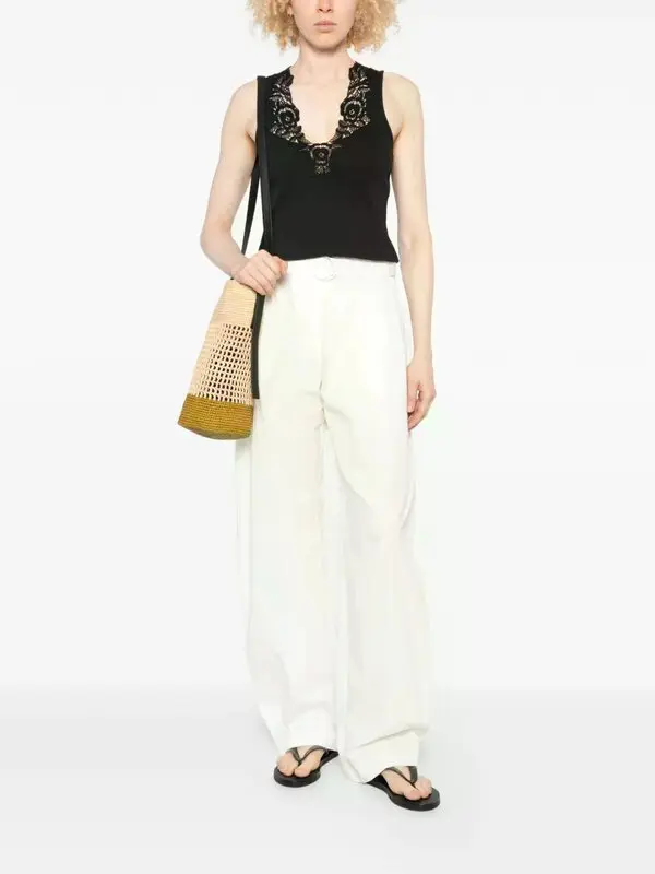 TWINSET Lace-trim Ribbed Top