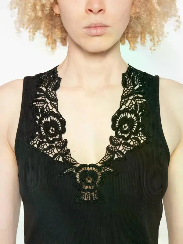 TWINSET Lace-trim Ribbed Top