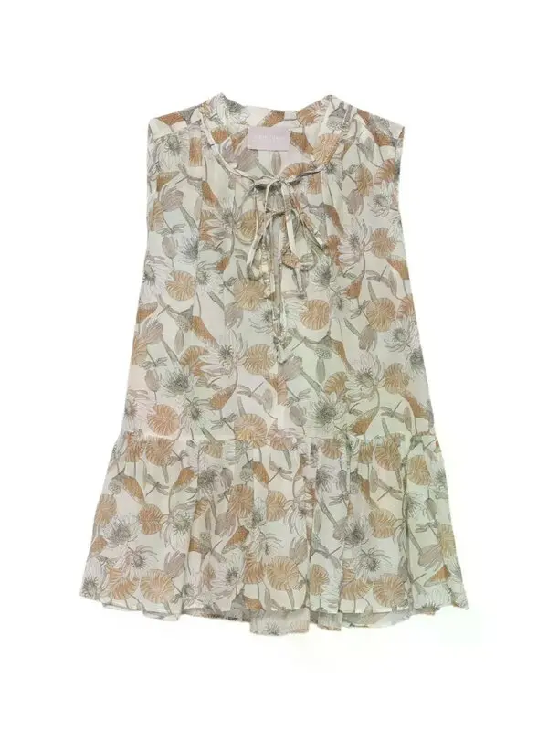 Hemisphere Floral-print Tie-neck Top