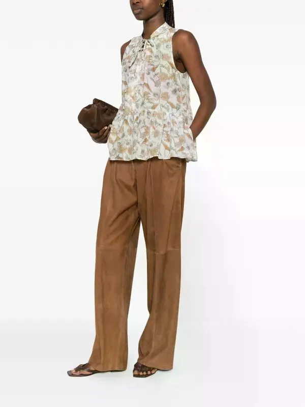 Hemisphere Floral-print Tie-neck Top