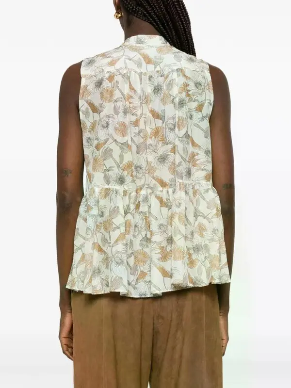 Hemisphere Floral-print Tie-neck Top