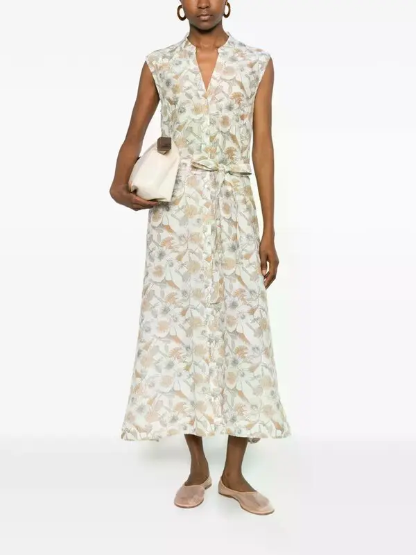 Hemisphere Floral-print Belted Midi Dress