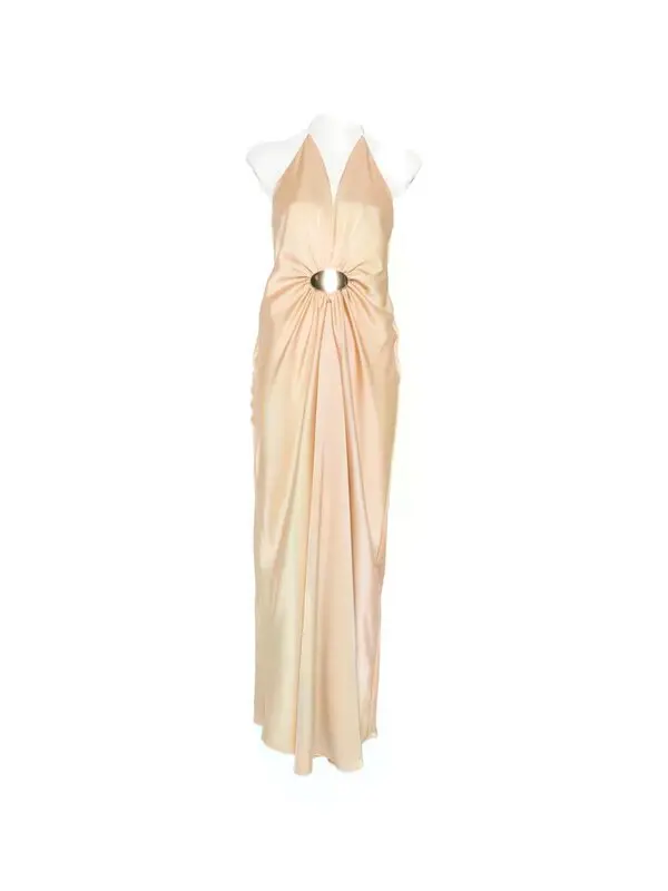 SIMONA CORSELLINI Halter-neck Maxi Dress - Neutrals