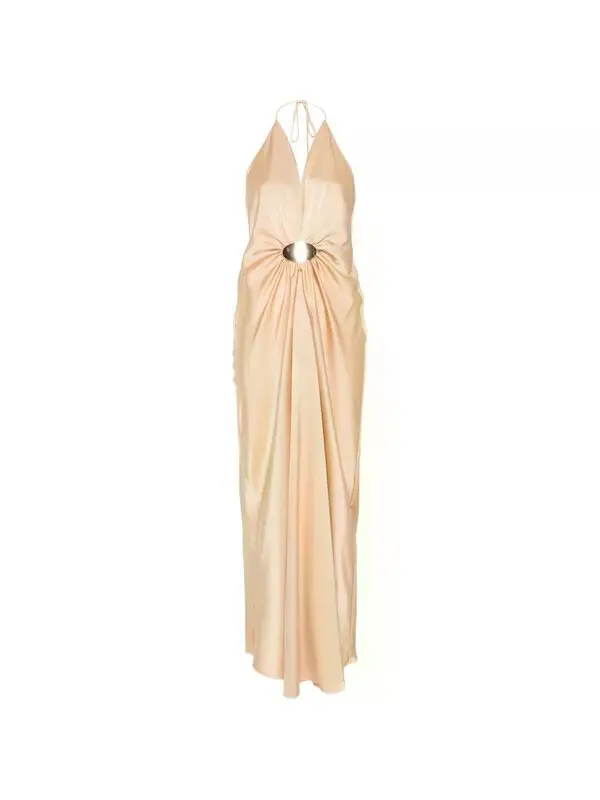 SIMONA CORSELLINI Halter-neck Maxi Dress - Neutrals