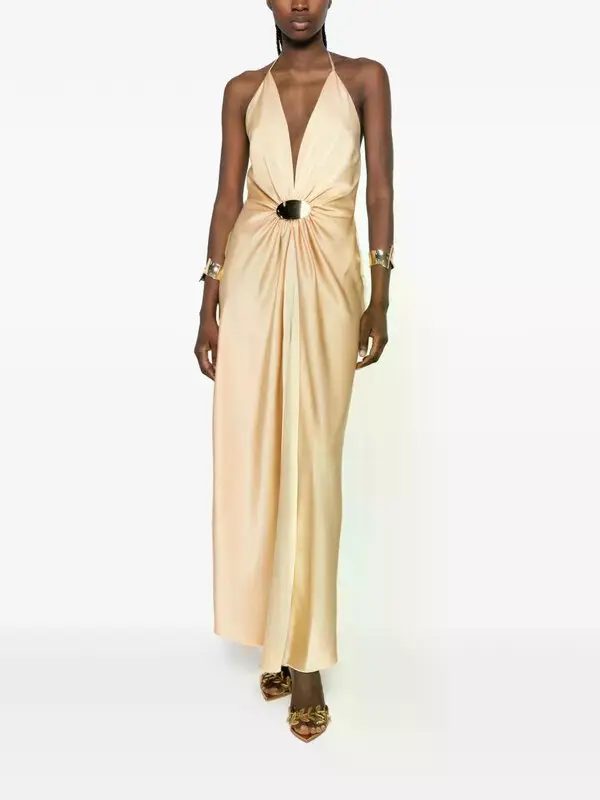 SIMONA CORSELLINI Halter-neck Maxi Dress - Neutrals