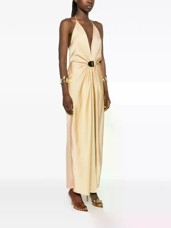 SIMONA CORSELLINI Halter-neck Maxi Dress - Neutrals