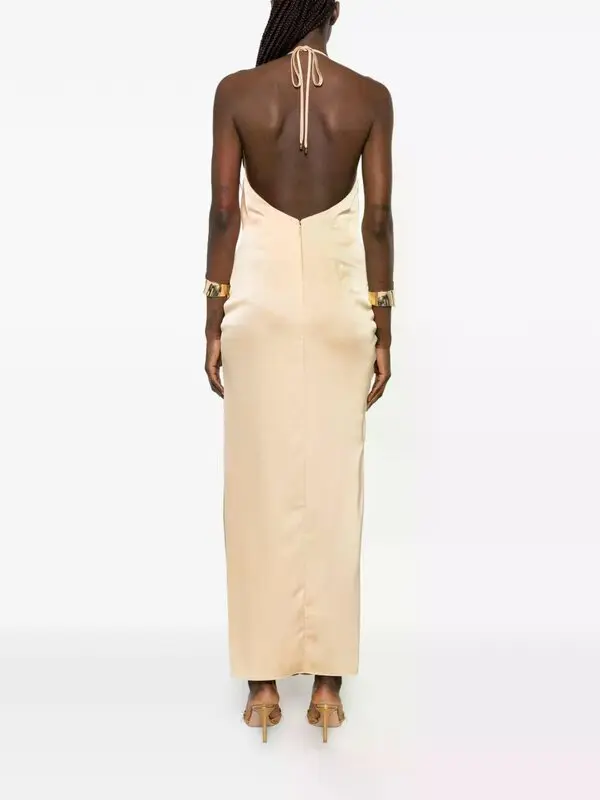 SIMONA CORSELLINI Halter-neck Maxi Dress - Neutrals