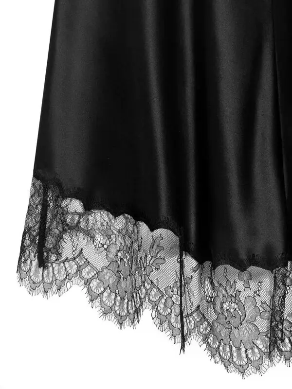 Dolce & Gabbana Silk Satin Lace Skirt - Black