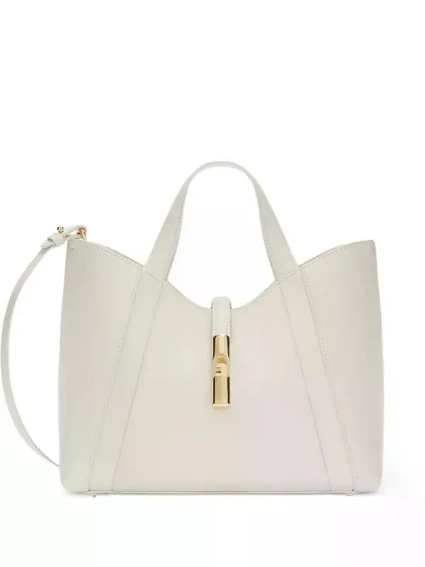 Furla Goccia Small Grained-leather Tote Bag - White