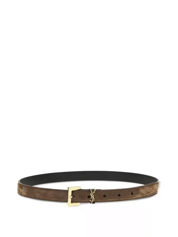 Saint Laurent Logo-buckle Leather Belt - Brown