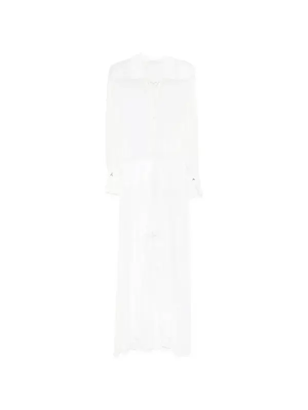 Patrizia Pepe Lace-up Ruffled Asymmetric Dress - White