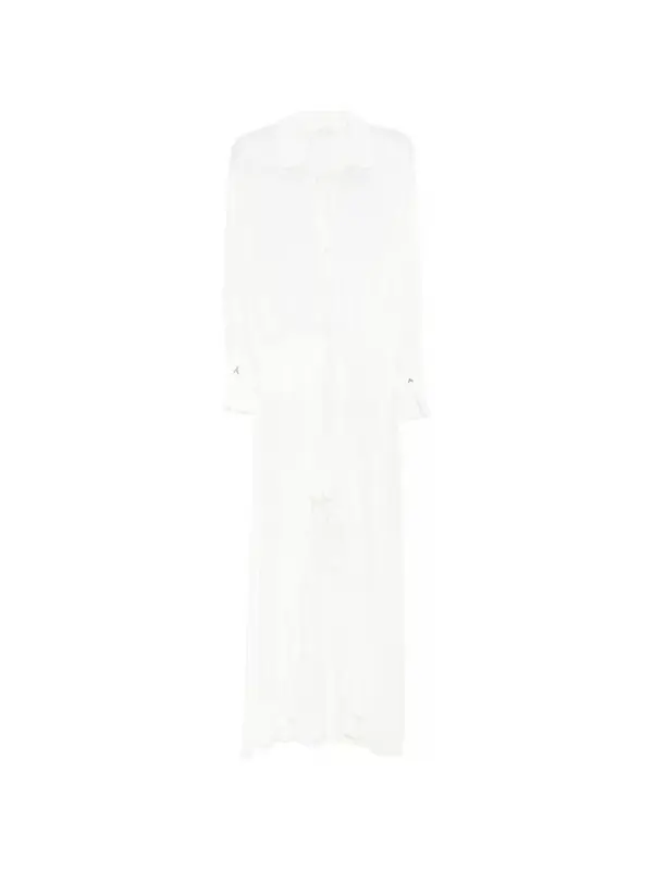 Patrizia Pepe Lace-up Ruffled Asymmetric Dress - White