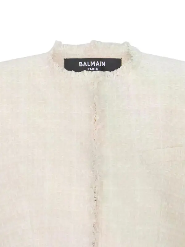 Balmain Tweed Cropped Jacket - Neutrals