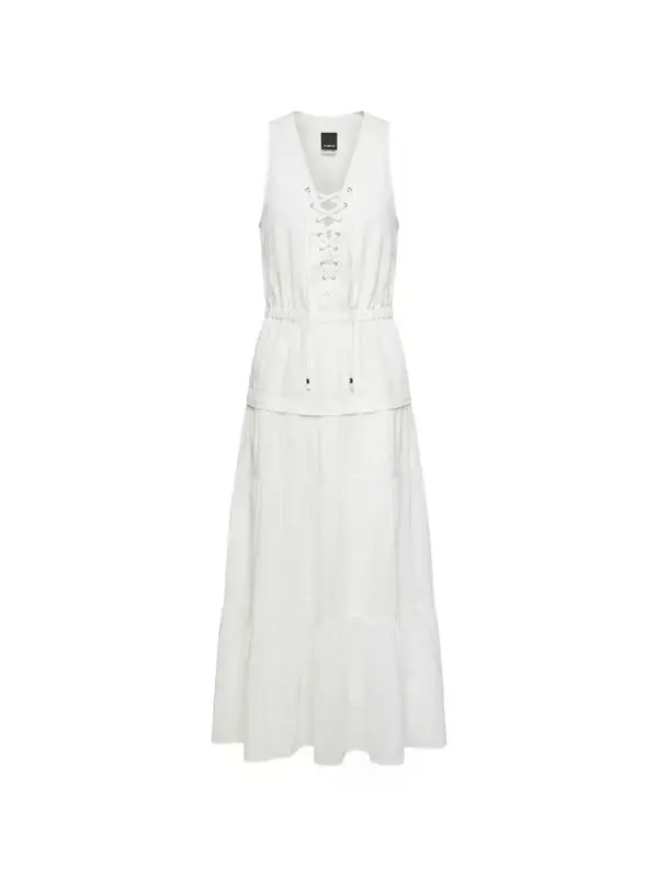 Pinko Tiered Lace-up Maxi Dress - White