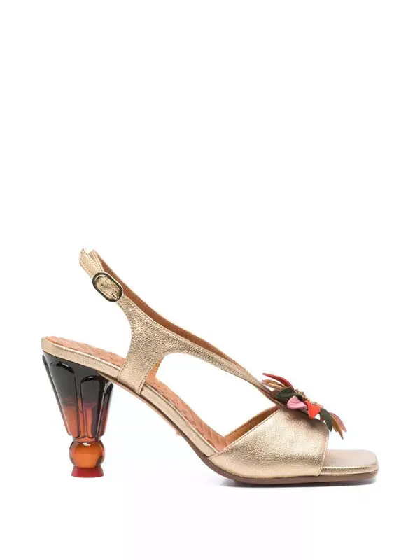 Chie Mihara Floral Appliqué Sandals - Gold