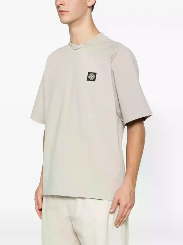 Stone Island Crew-neck Logo-patch T-shirt - Neutrals