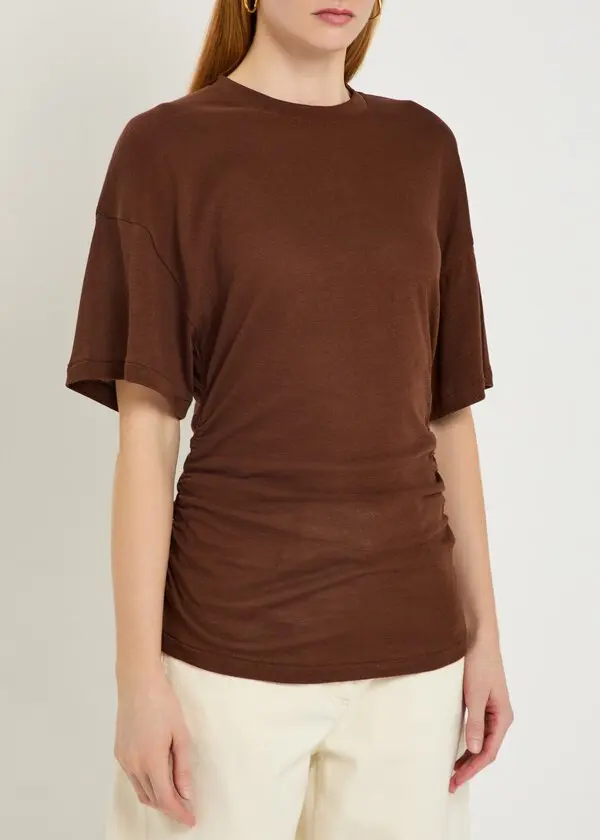 AKYN Ruched Fine-knit T-shirt