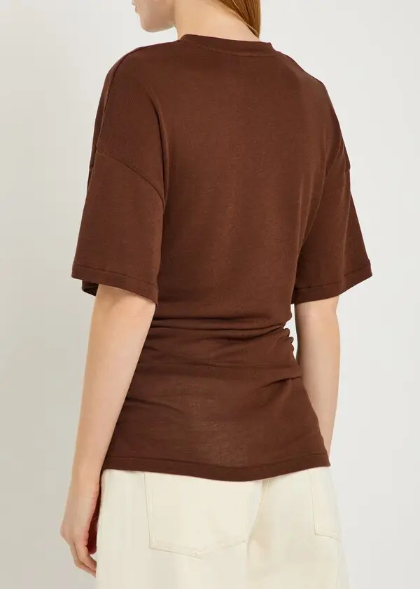 AKYN Ruched Fine-knit T-shirt