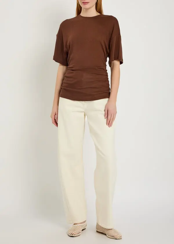 AKYN Ruched Fine-knit T-shirt