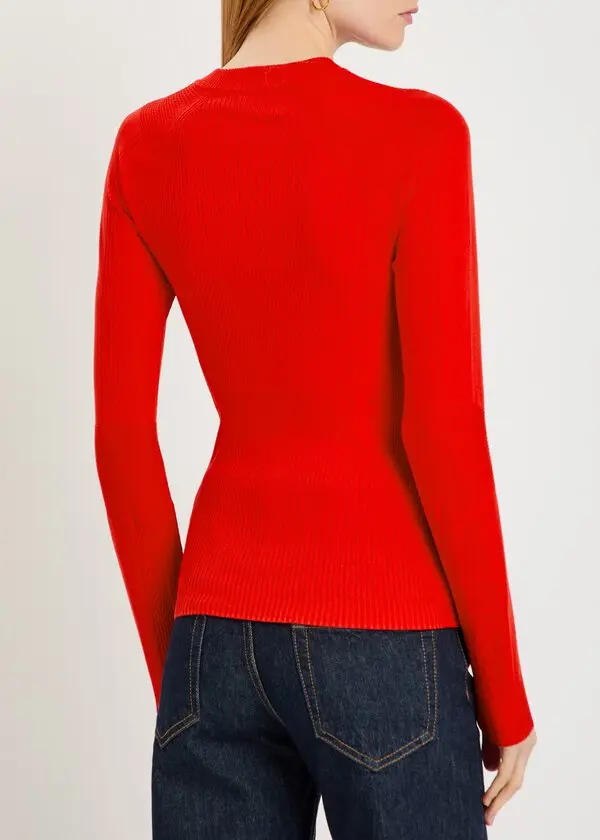 Moncler Ribbed Knit Top - Red