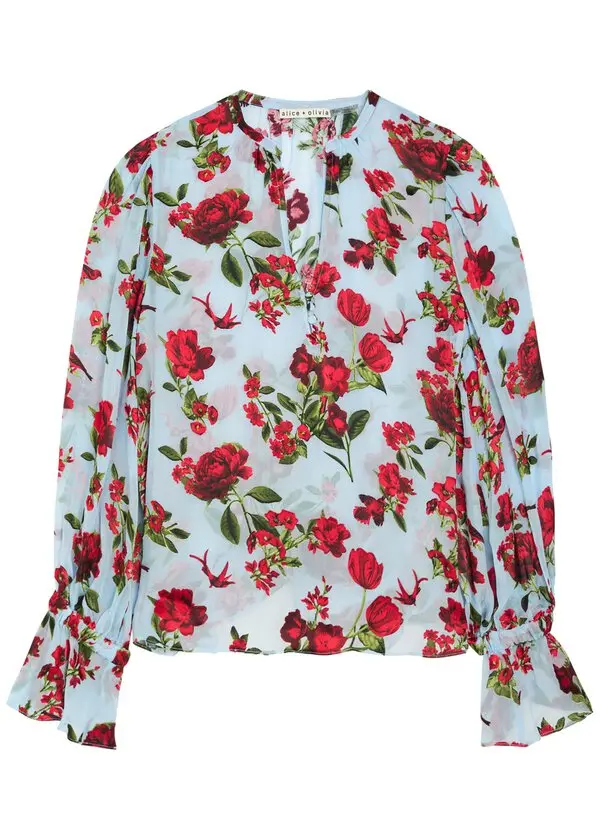 Alice + Olivia Moranne Floral-jacquard Mesh Top - Multicoloured