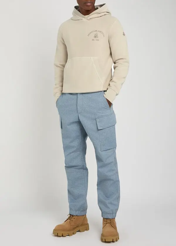 Moncler Logo Hooded Cotton Sweatshirt - Beige