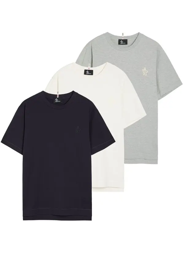 Moncler Logo-appliquéd Cotton T-shirt - Light Grey