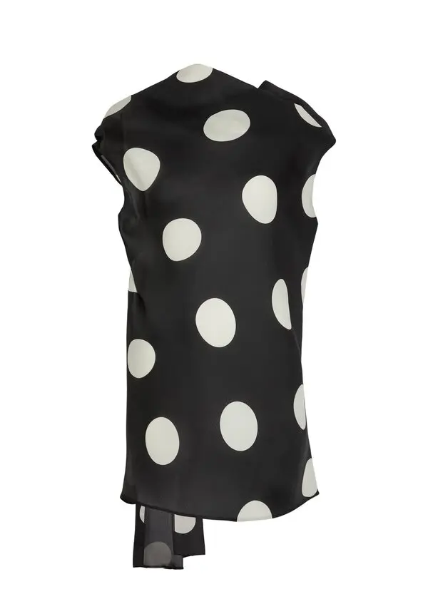 Khaite Tatia Polka-dot Draped Mini Dress - Black And White