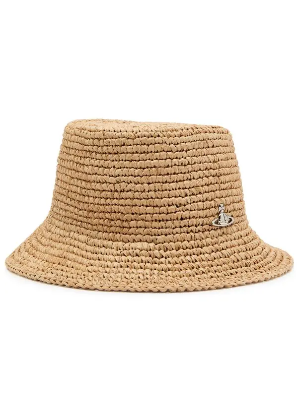 VIVIENNE WESTWOOD Orb Raffia Bucket Hat - Beige