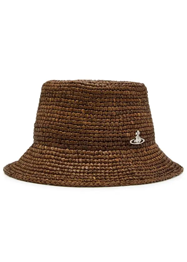 VIVIENNE WESTWOOD Orb Raffia Bucket Hat - Camel