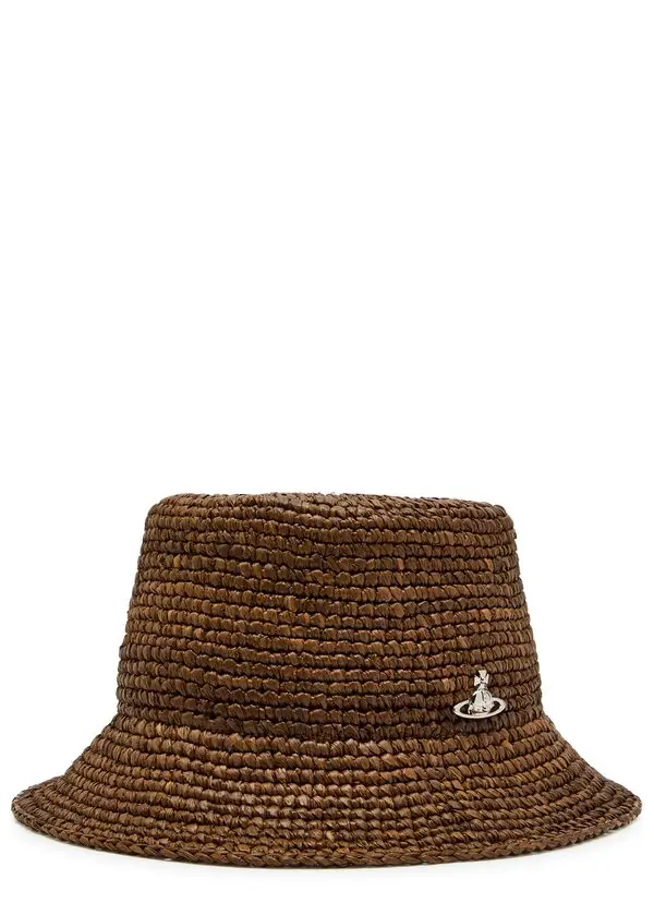 VIVIENNE WESTWOOD Orb Raffia Bucket Hat - Camel