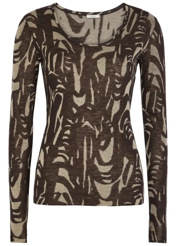 JOSEPH Villa Patterned Cashmere Top - Beige