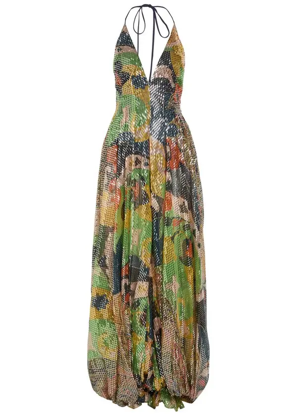 Etro Embellished Printed Mesh Jumpsuit - Multicoloured