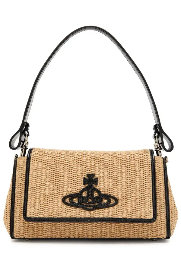 VIVIENNE WESTWOOD Hazel Medium Raffia Shoulder Bag - Natural