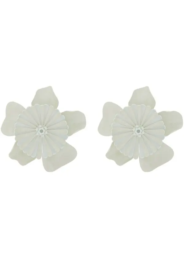 Chloé Bloom Enamelled Clip-on Drop Earrings - White