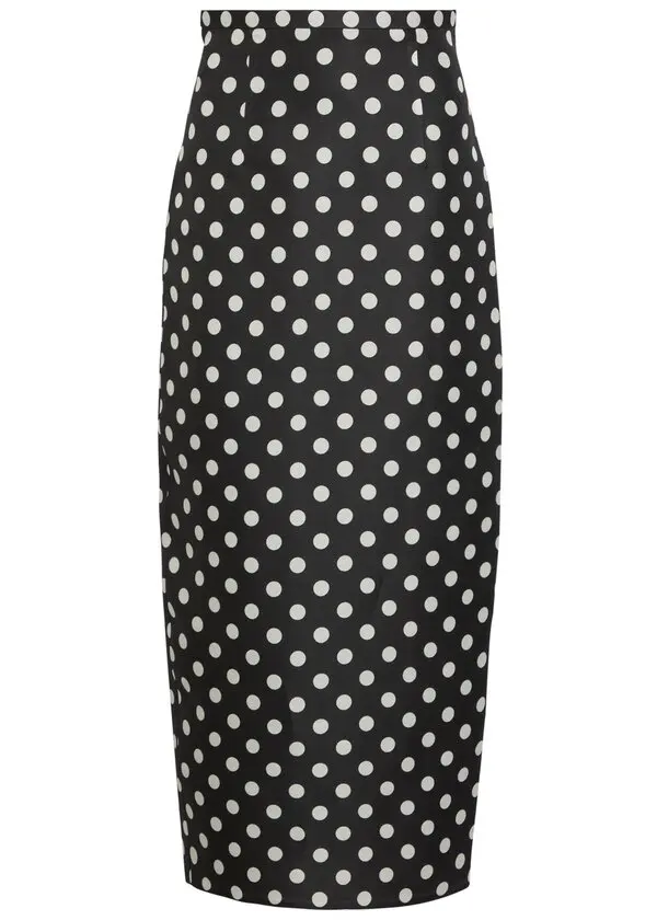 Khaite Polka-dot Silk Midi Skirt - Black And White