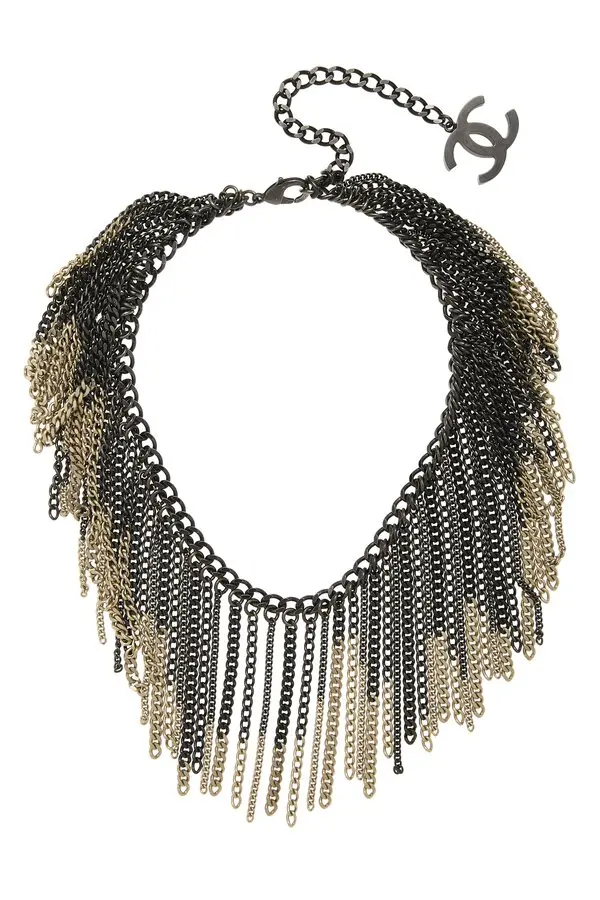 Chanel Gold Fringe Necklace - Black