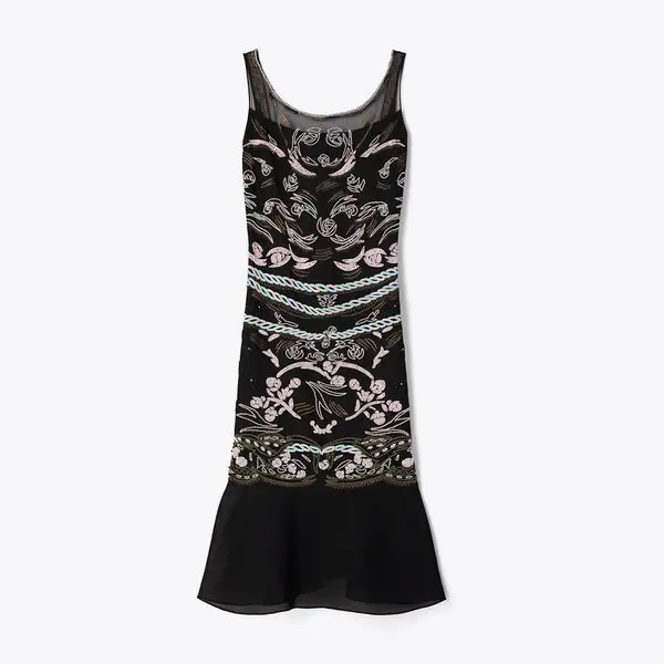 Tory Burch Embellished Mesh Dress - Black