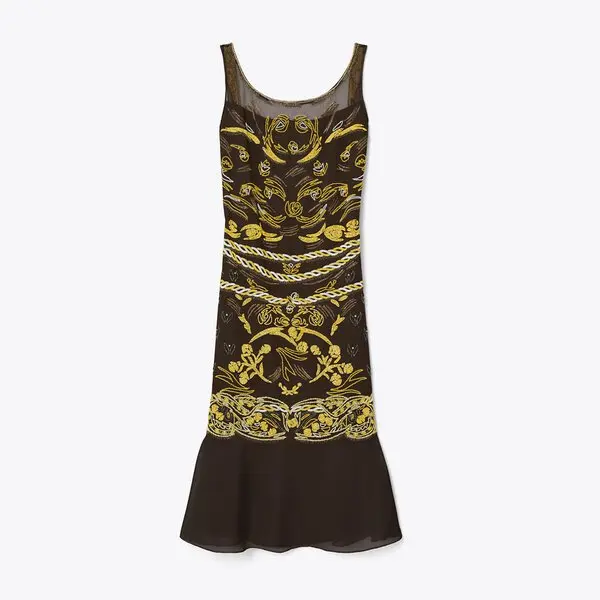 Tory Burch Embellished Mesh Dress - Coconut