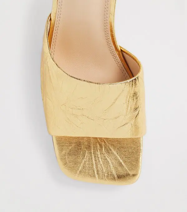 Sandro Metallic Leather Heeled Mules - Yellow