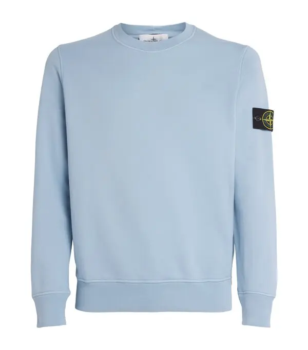 Stone Island Cotton Sweatshirt With Compass Logo - Blue