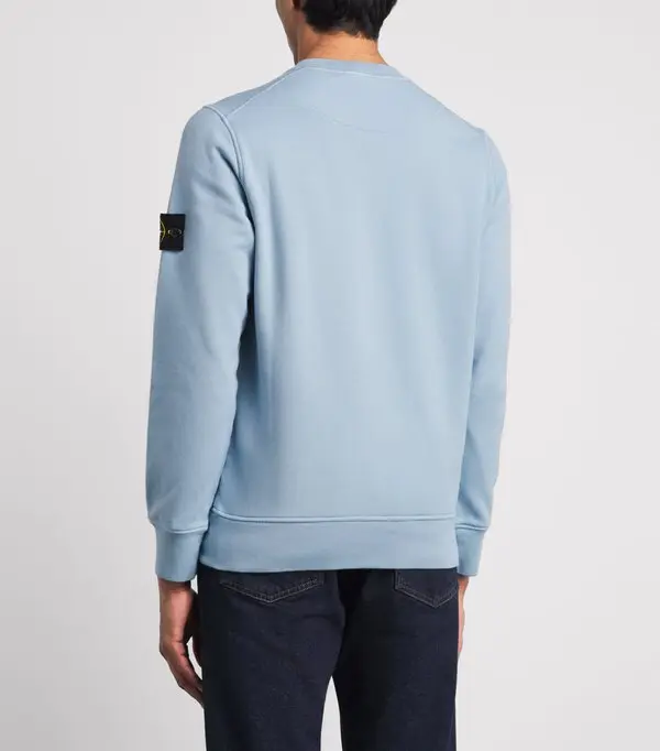 Stone Island Cotton Sweatshirt With Compass Logo - Blue