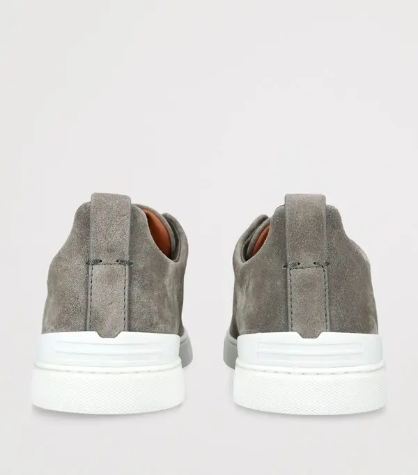 Zegna Suede Triple Stitch Sneakers - Grey