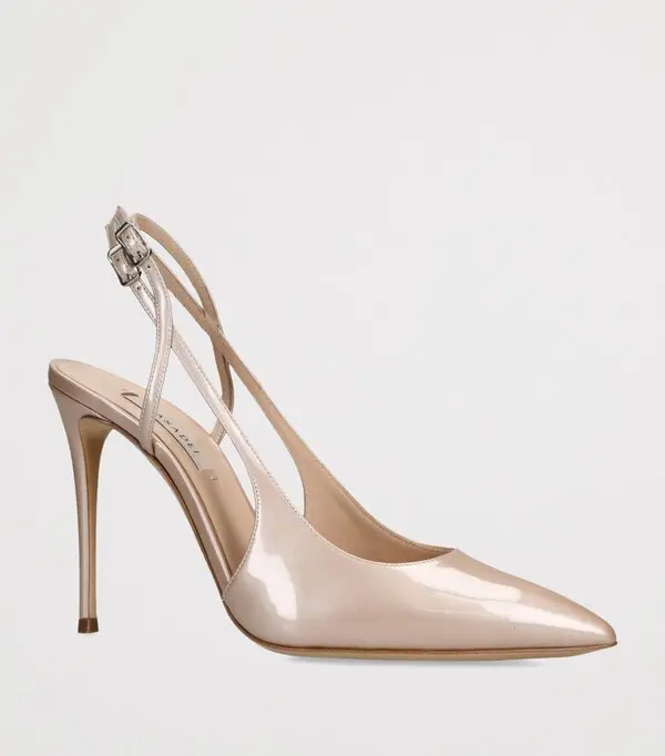 Casadei Patent Leather Slingback Heels - Beige