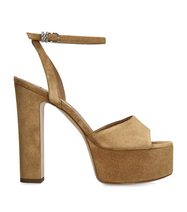 Casadei Suede Patty Platform Heels 130 - Beige