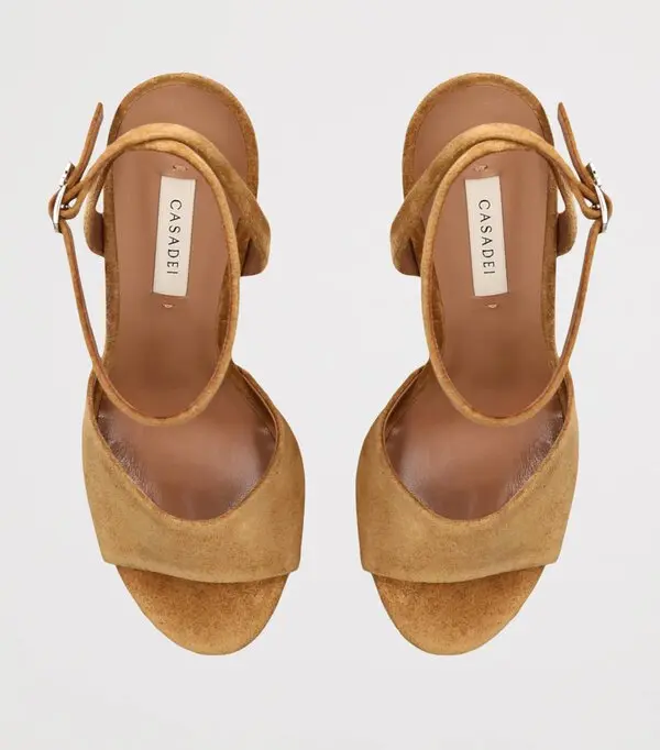 Casadei Suede Patty Platform Heels 130 - Beige